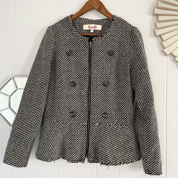 Emmelee for F.C. | Jackets & Coats | Emmelee Tweed Black White Jacket L ...